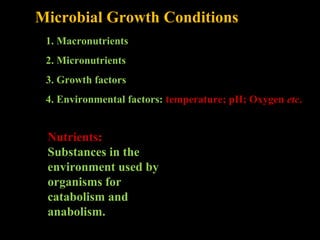 Lect. 3 (microbial nutrition and cultivation) | PPT