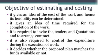 Introduction to estimating & costing | PPTX