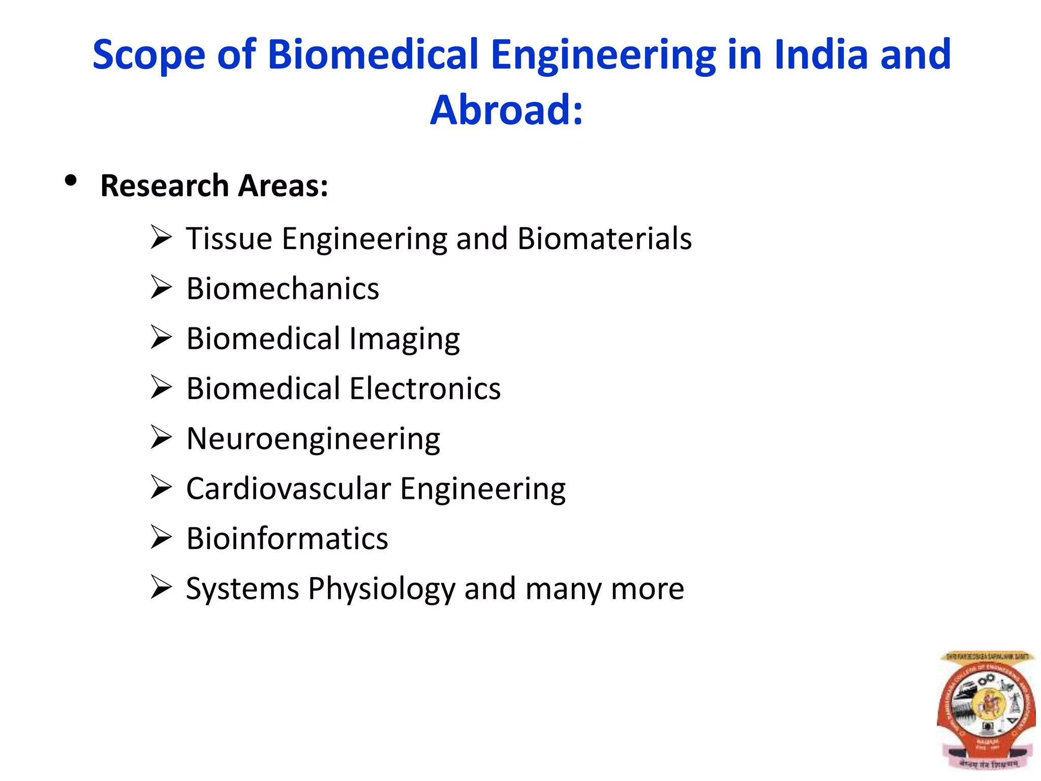 Scope for Biomedical Engineers | PPTX