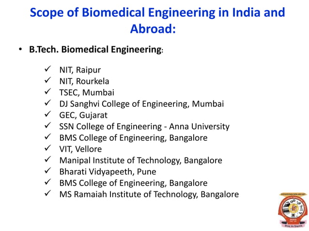 Scope for Biomedical Engineers | PPTX