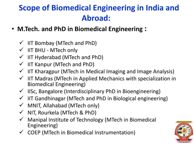 Scope for Biomedical Engineers | PPTX
