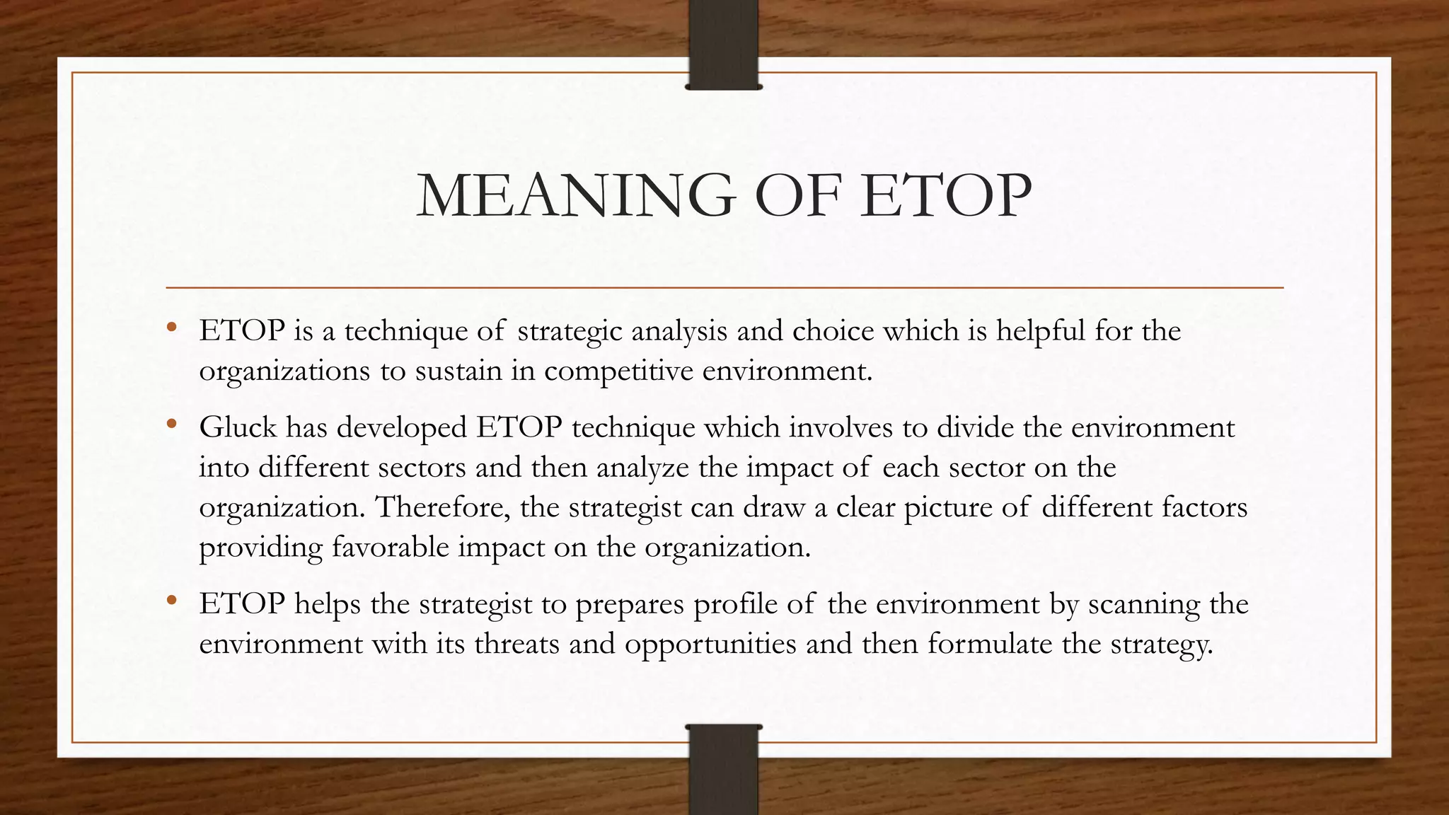 Environmental Threat & Opportunity Profile (ETOP)) | PPTX