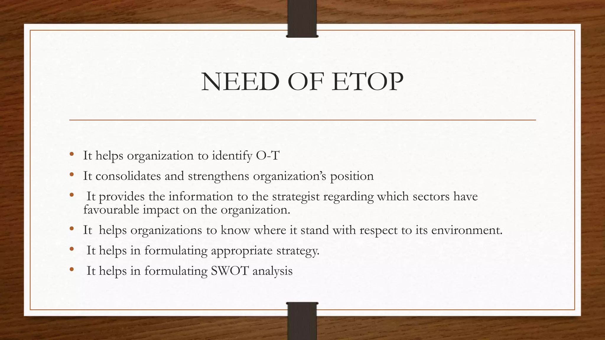 Environmental Threat & Opportunity Profile (ETOP)) | PPTX