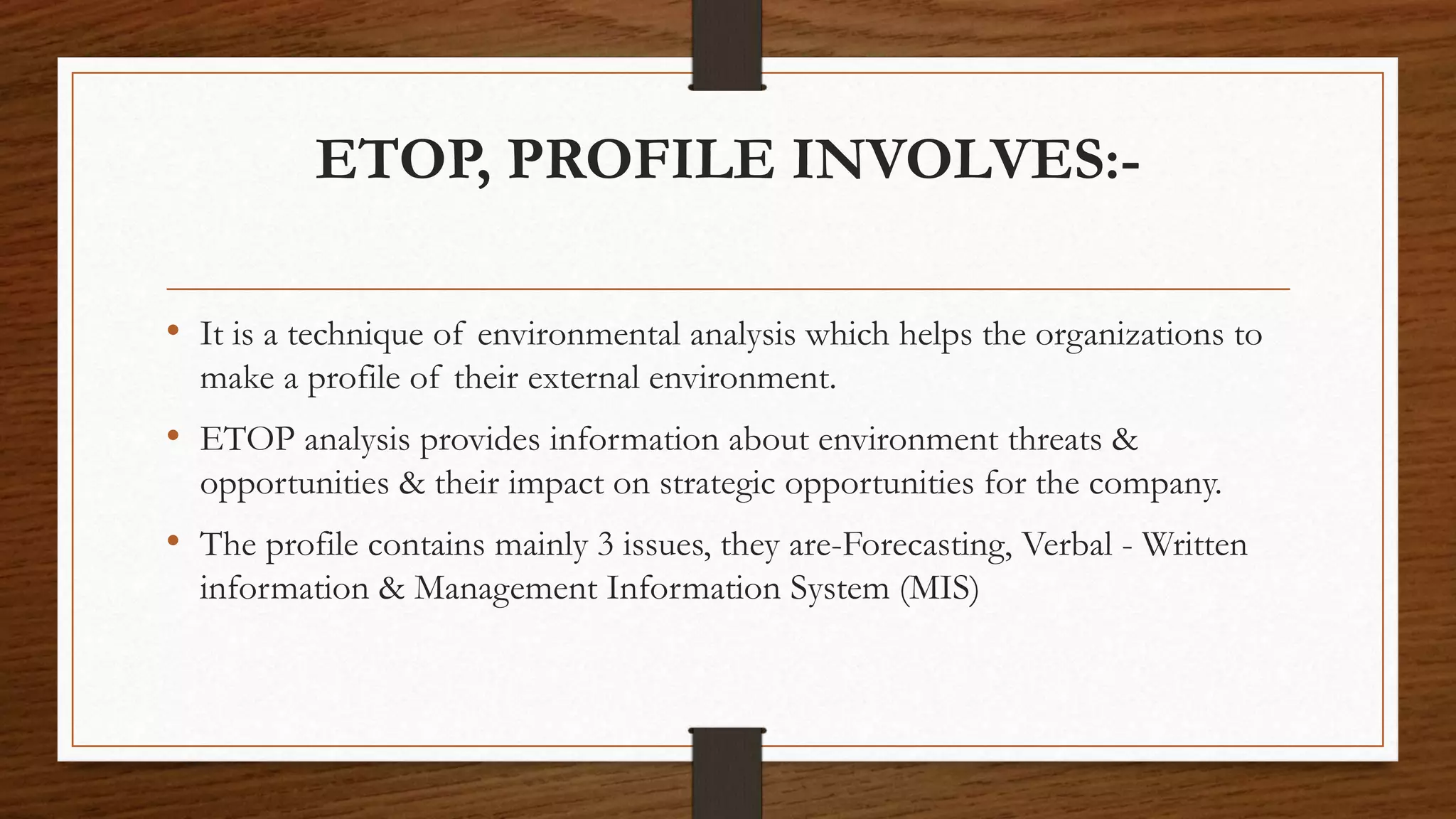 Environmental Threat & Opportunity Profile (ETOP)) | PPTX