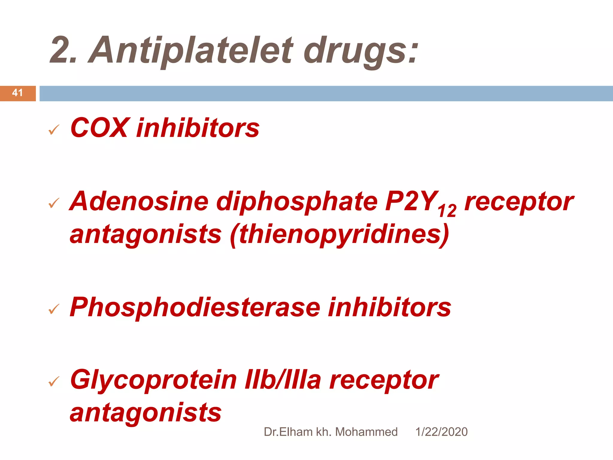 anticoaguant,antiplatelet thromoytic drugs | PPT