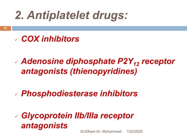 anticoaguant,antiplatelet thromoytic drugs | PPT