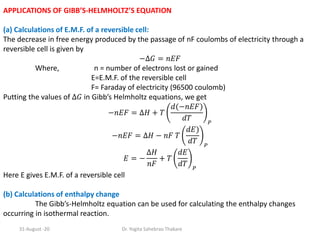Lect. 3 gibbs helmholtz equation, chemical potential, gibbs duhem ...