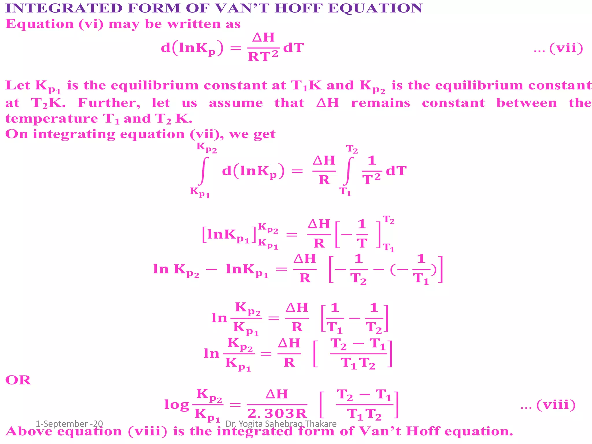 Lect. 4 chemical potential of an ideal gas vant hoff reaction isotherm,vant hoff equation | PPTX