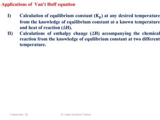 Lect. 4 chemical potential of an ideal gas vant hoff reaction isotherm,vant hoff equation | PPTX
