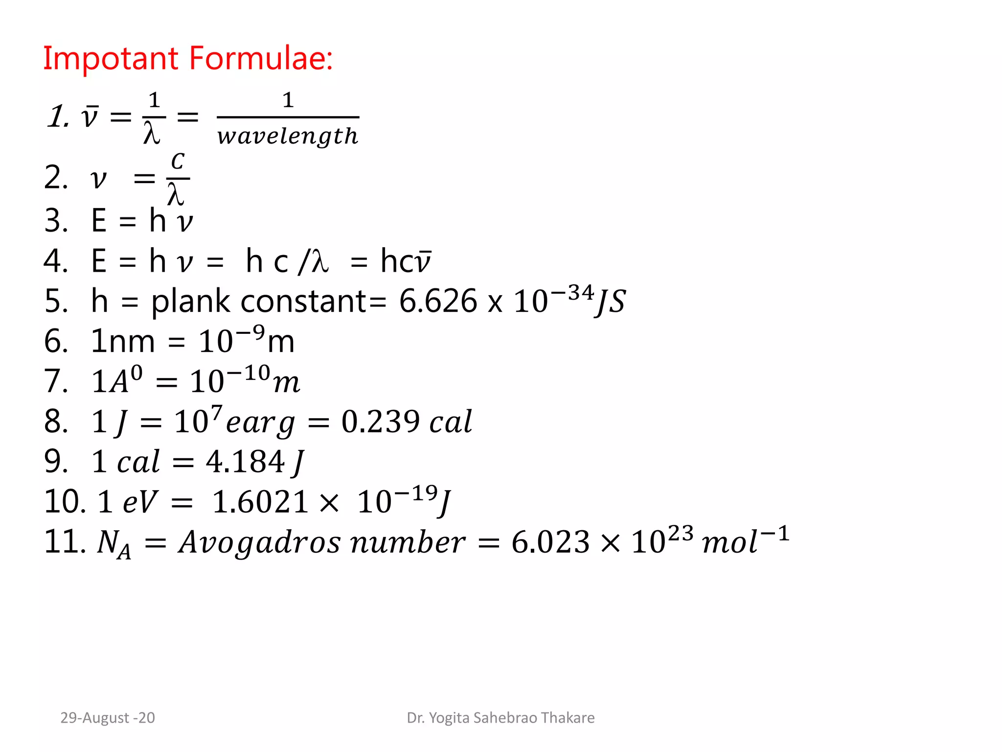 Lect. 1 photochemistry introduction-emr-parameters of emr | PPTX