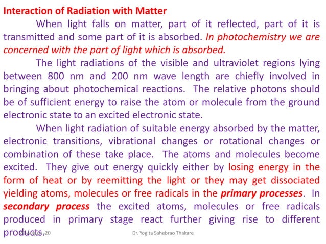 Lect. 2 interaction of emr photochemical and thermal reaction | PPT