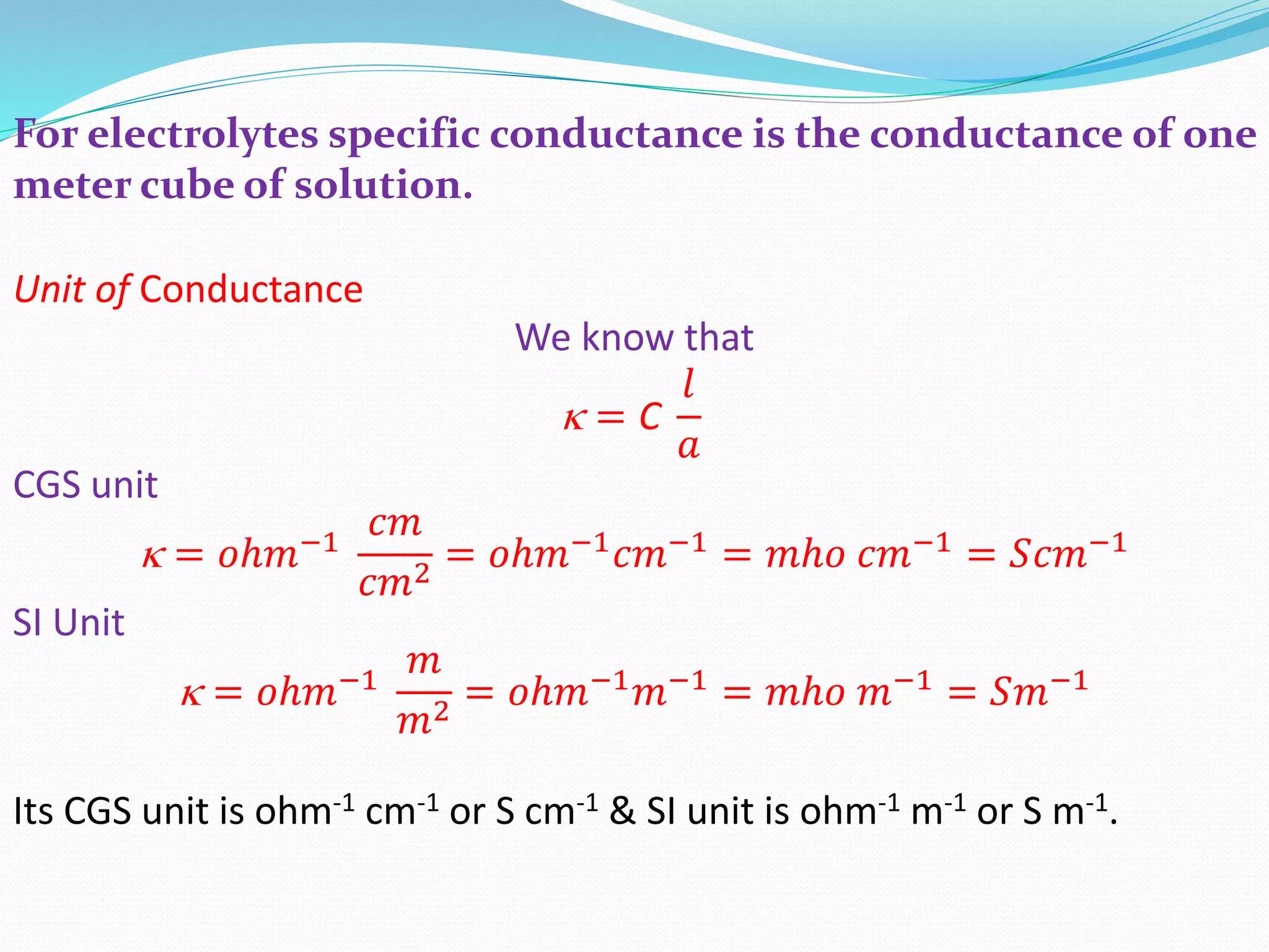 Lect. 6. conductivity cell constant-problems | PPTX