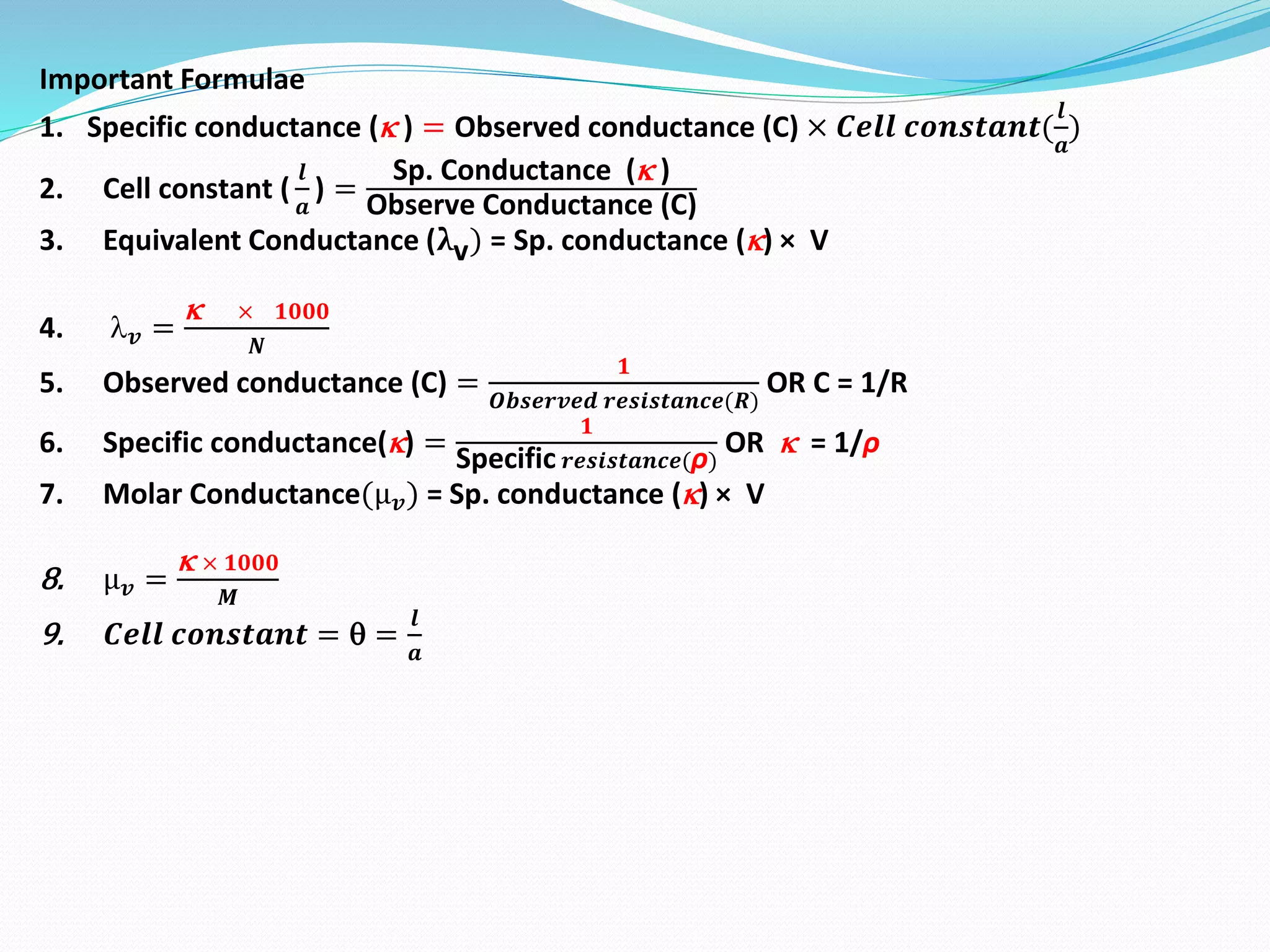 Lect. 6. conductivity cell constant-problems | PPTX