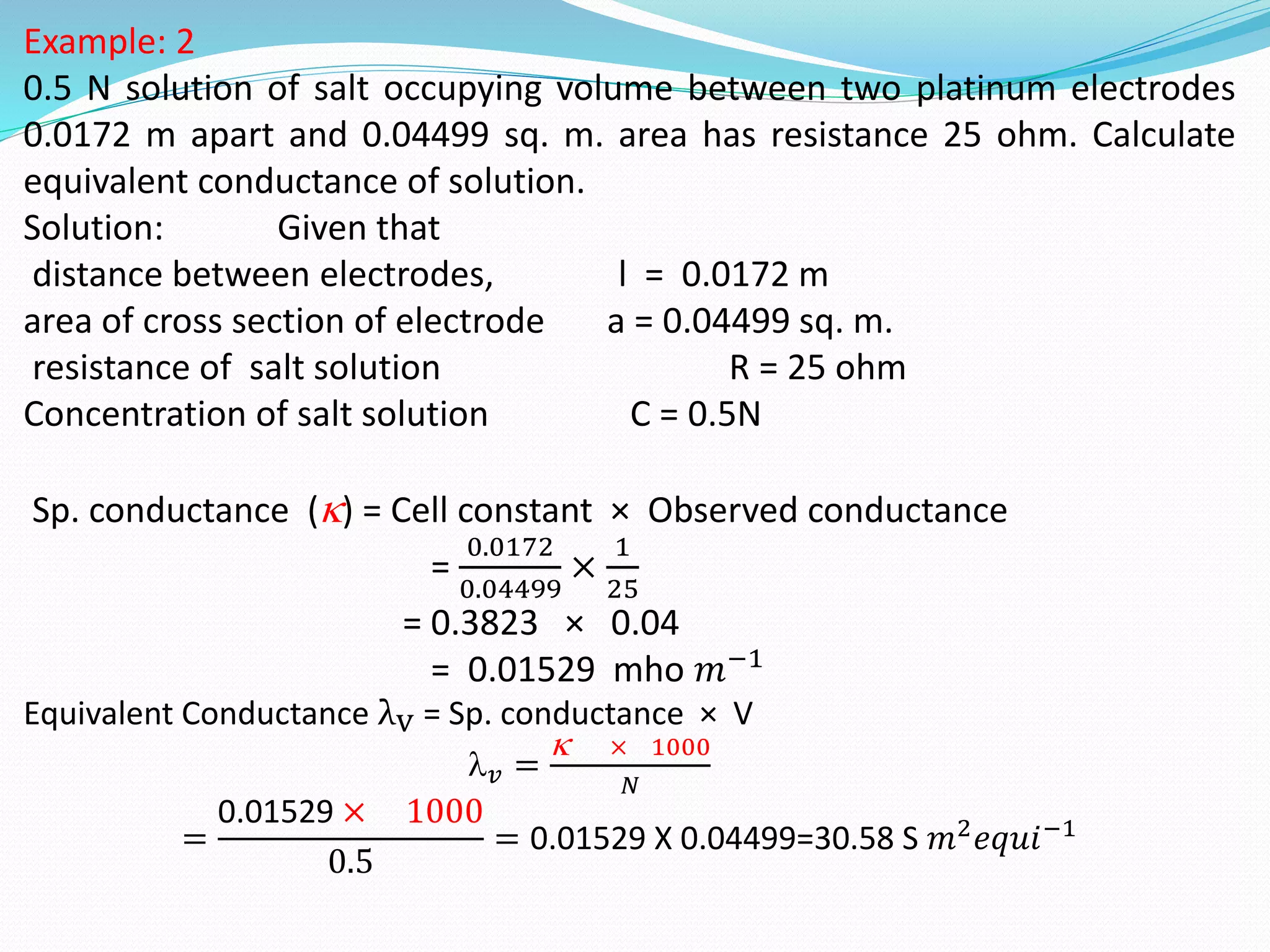Lect. 6. conductivity cell constant-problems | PPTX