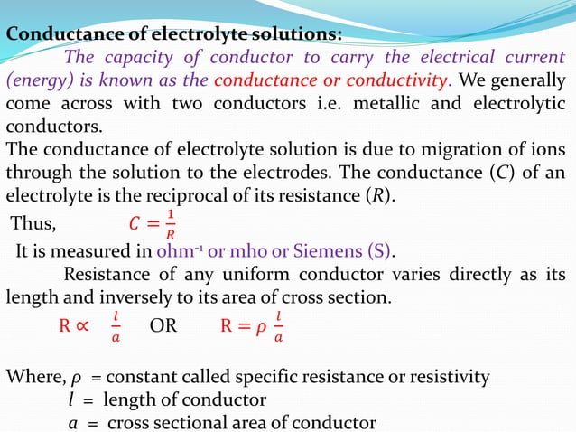 Lect. 6. conductivity cell constant-problems | PPTX