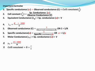 Lect. 6. conductivity cell constant-problems | PPTX