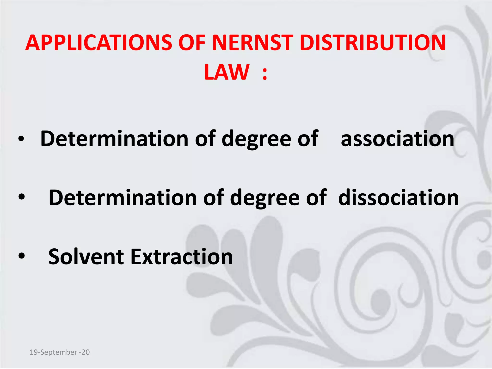 Lect. 8. application of nernst distribution law copy - copy | PPTX