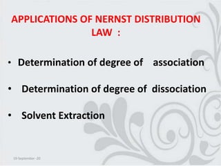Lect. 8. application of nernst distribution law copy - copy | PPTX