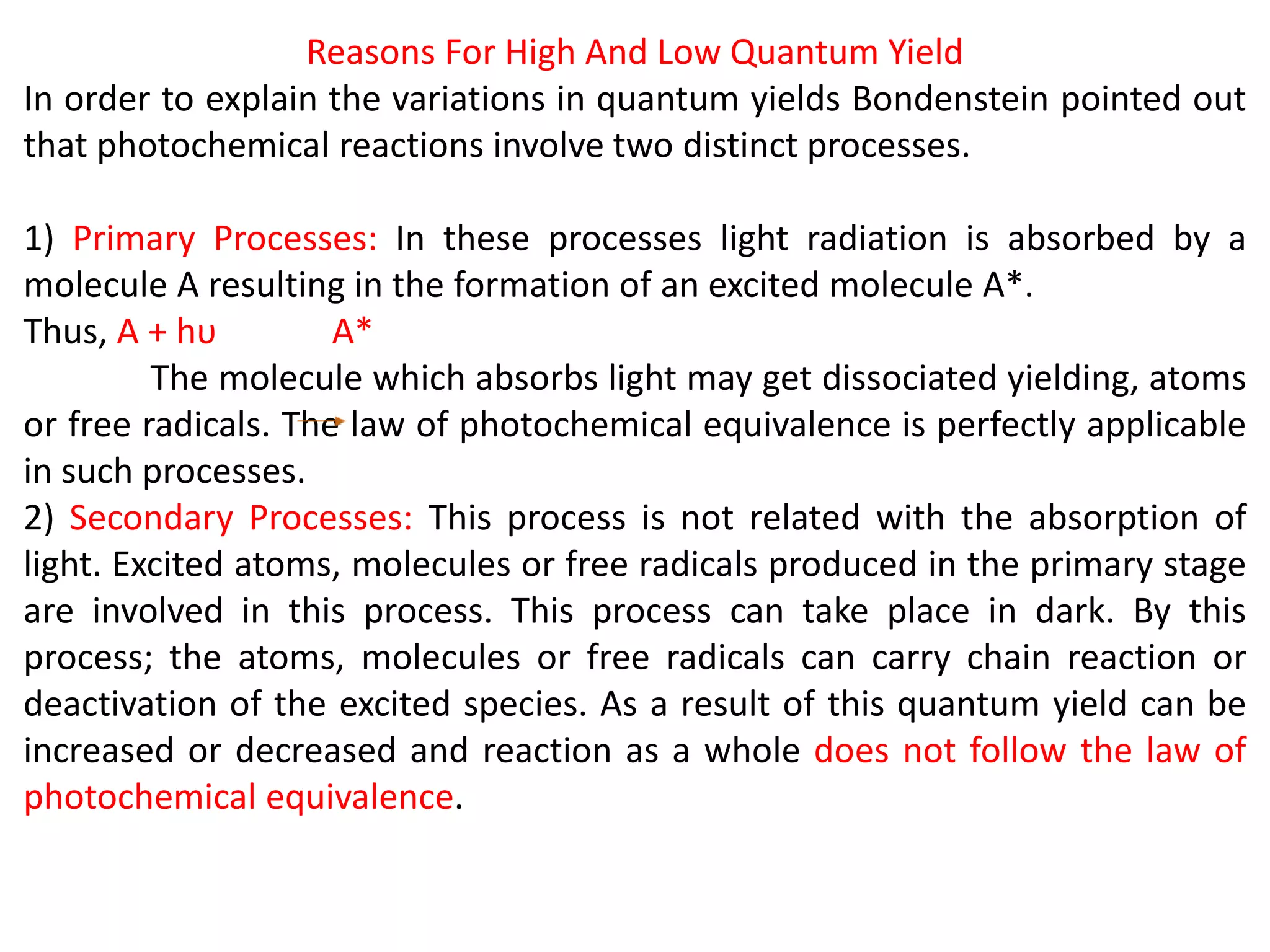 Lect. 5 quantum yield and photosensitize reaction | PPTX