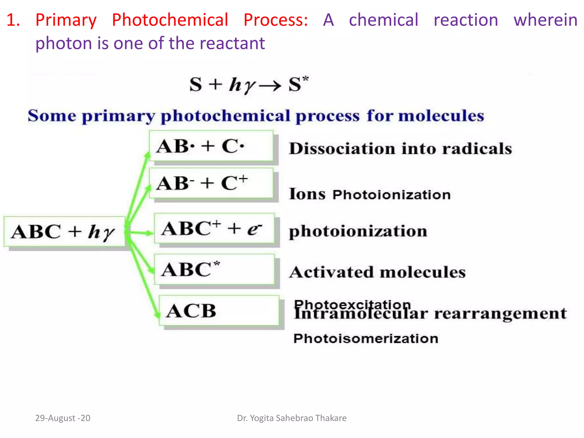 Lect. 5 quantum yield and photosensitize reaction | PPTX