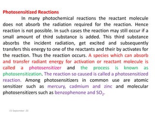 Lect. 5 quantum yield and photosensitize reaction | PPTX