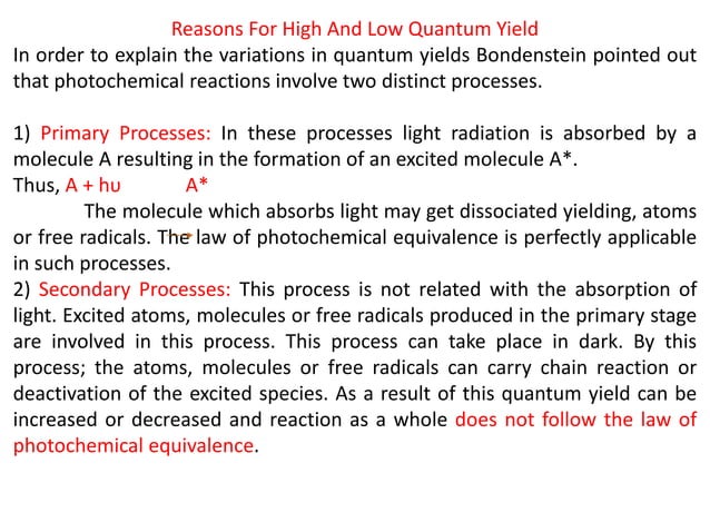 Lect. 5 quantum yield and photosensitize reaction | PPTX | Chemistry ...