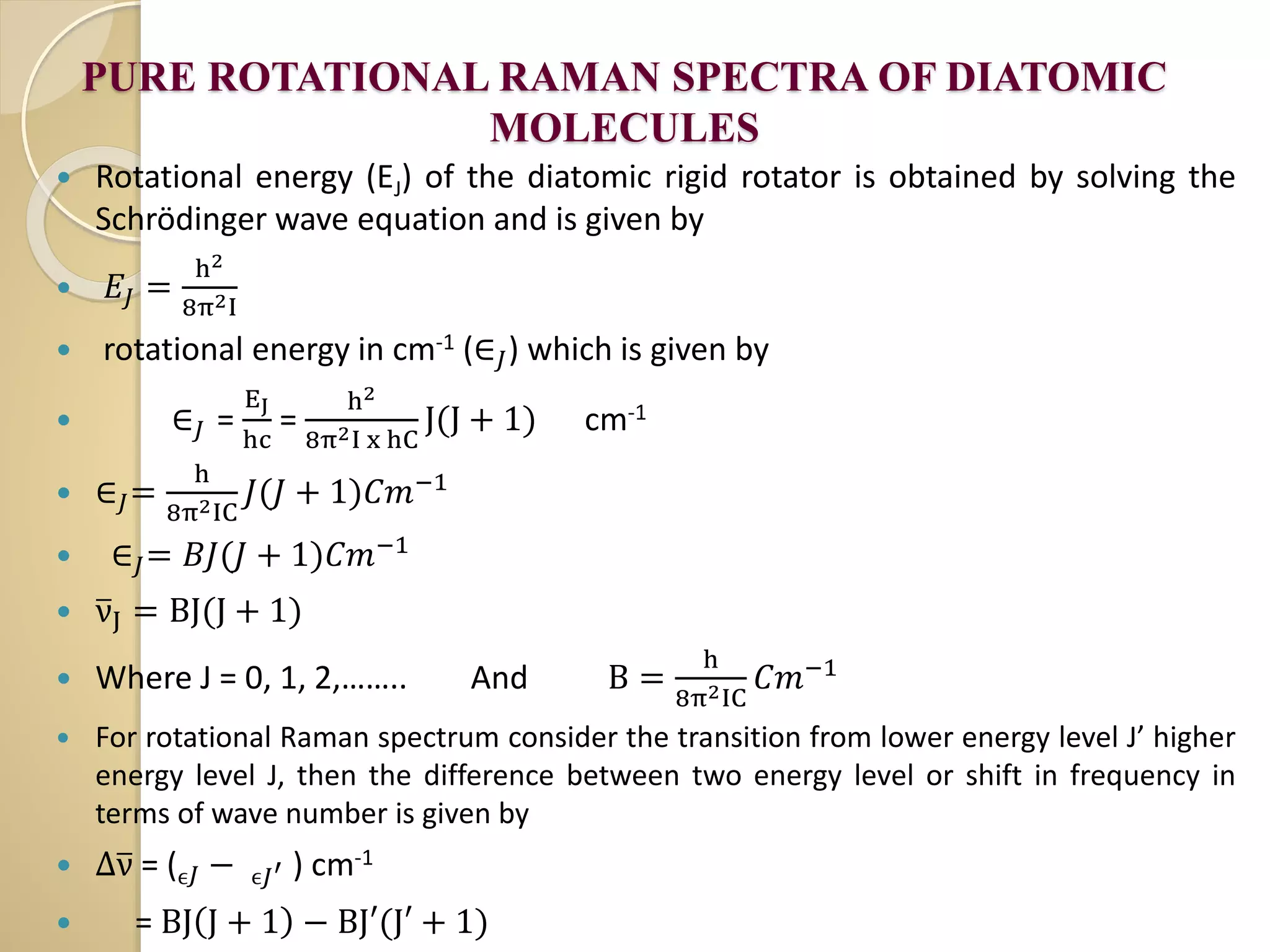 Lect. 23 rotational vibrational raman spectroscopy | PPTX