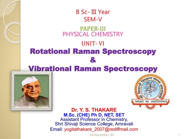 Lect. 23 rotational vibrational raman spectroscopy | PPTX | Chemistry | Science