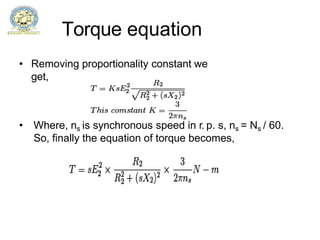 Lect. no. 4 torque equation 3 ph im converted | PPTX