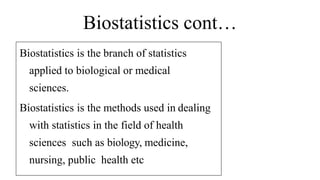 Biostatistics Lecture 1 8th Sem B.Pharm AKTU | PPTX