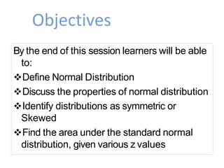 Lect. 04 Normal distribution biostatistics | PDF
