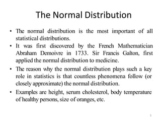 Lect. 04 Normal distribution biostatistics | PDF
