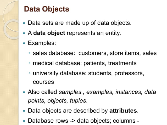 Lect 2 getting to know your data | PPTX | Databases | Computer Software and Applications