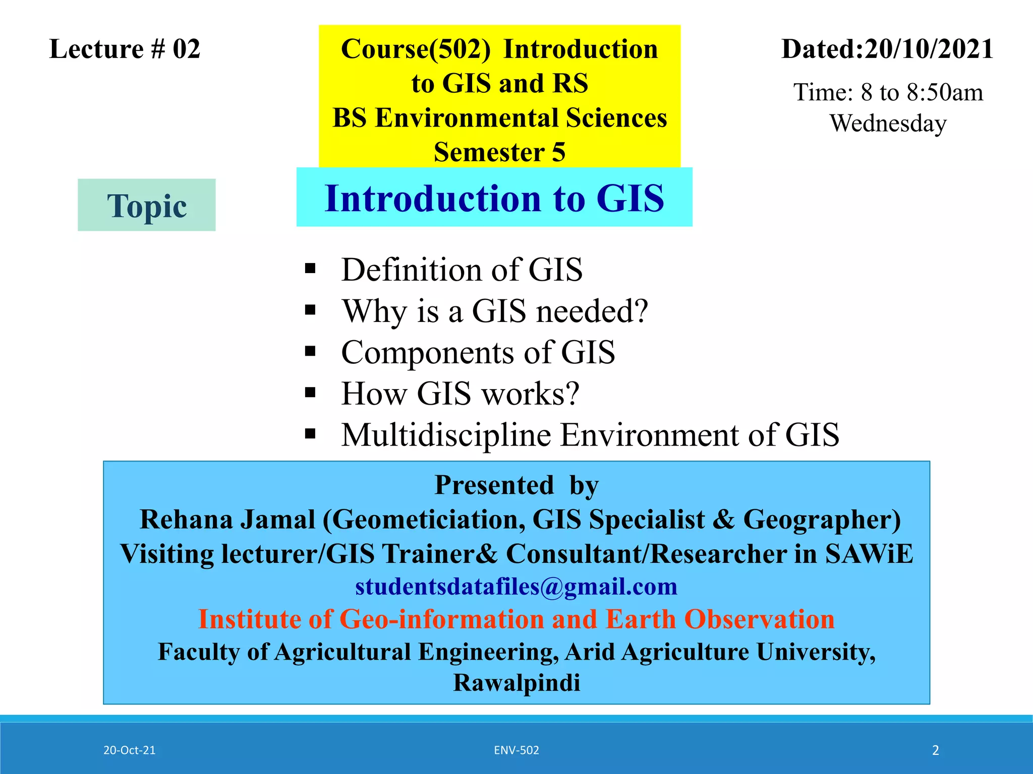 Lect-2 Introduction to GIS .pptx | Geography | Science