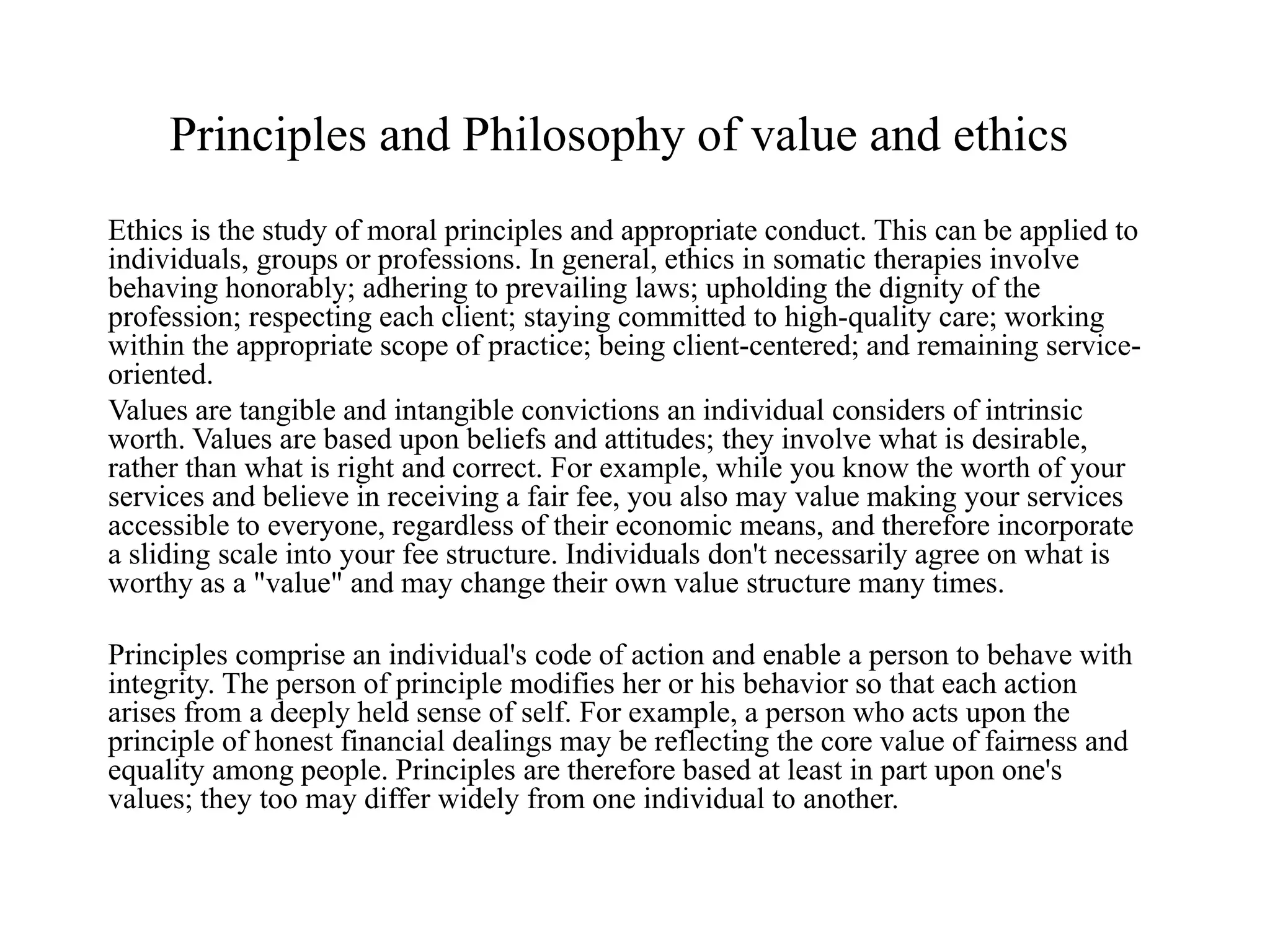 Principle and philosophy of value and ethics | PPT