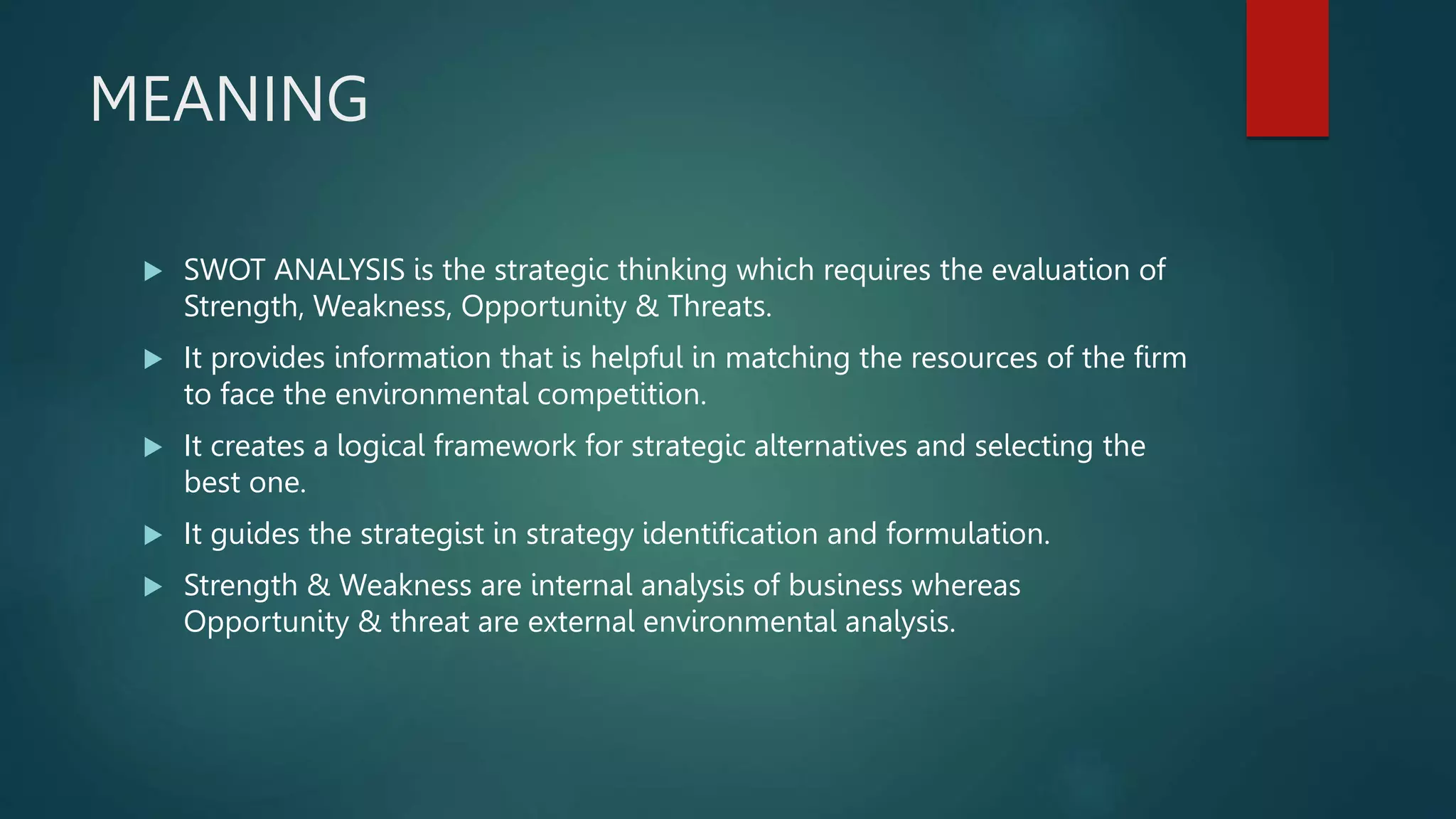 SWOT ANALYSIS | PPTX