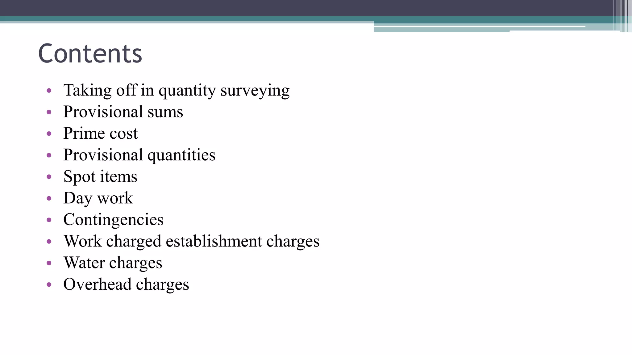 Terminology used in estimating and costing | PPTX