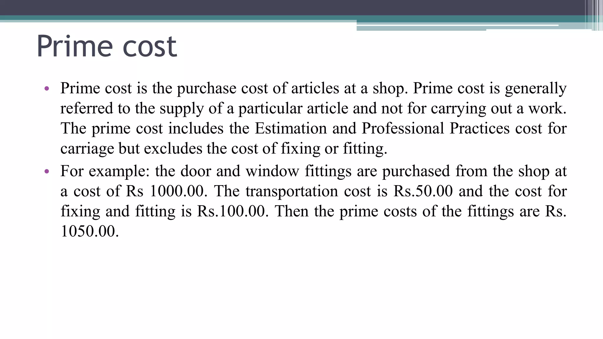Terminology used in estimating and costing | PPTX