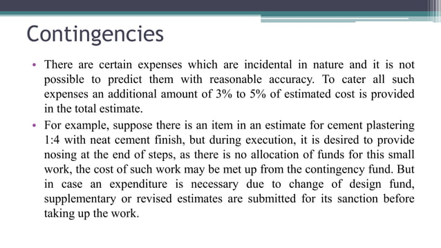 Terminology used in estimating and costing | PPTX