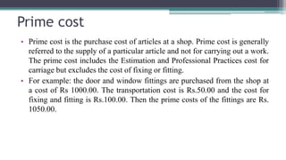 Terminology used in estimating and costing | PPTX