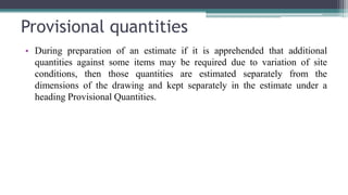 Terminology used in estimating and costing | PPTX