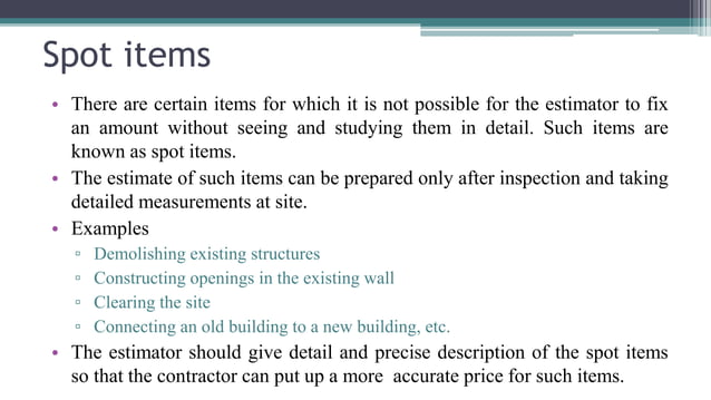 Terminology used in estimating and costing | PPTX