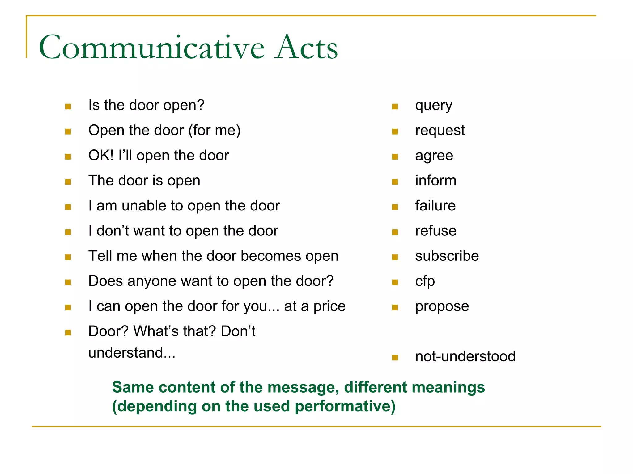 Lecture 5 - Agent communication | PDF