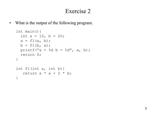 Lect08 exercises | PPTX | Programming Languages | Computing