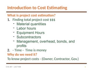 LECT #08 Introduction to Cost Estimation.pptx