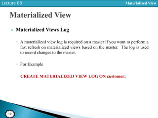 Lect 08 materialized view | PPTX