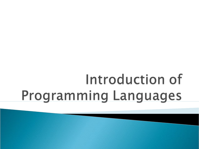Lect 1. introduction to programming languages