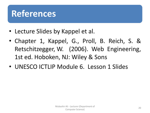 Lecture 1 Introduction To Web Engineering Course Overview And Grading Scheme Pdf Web