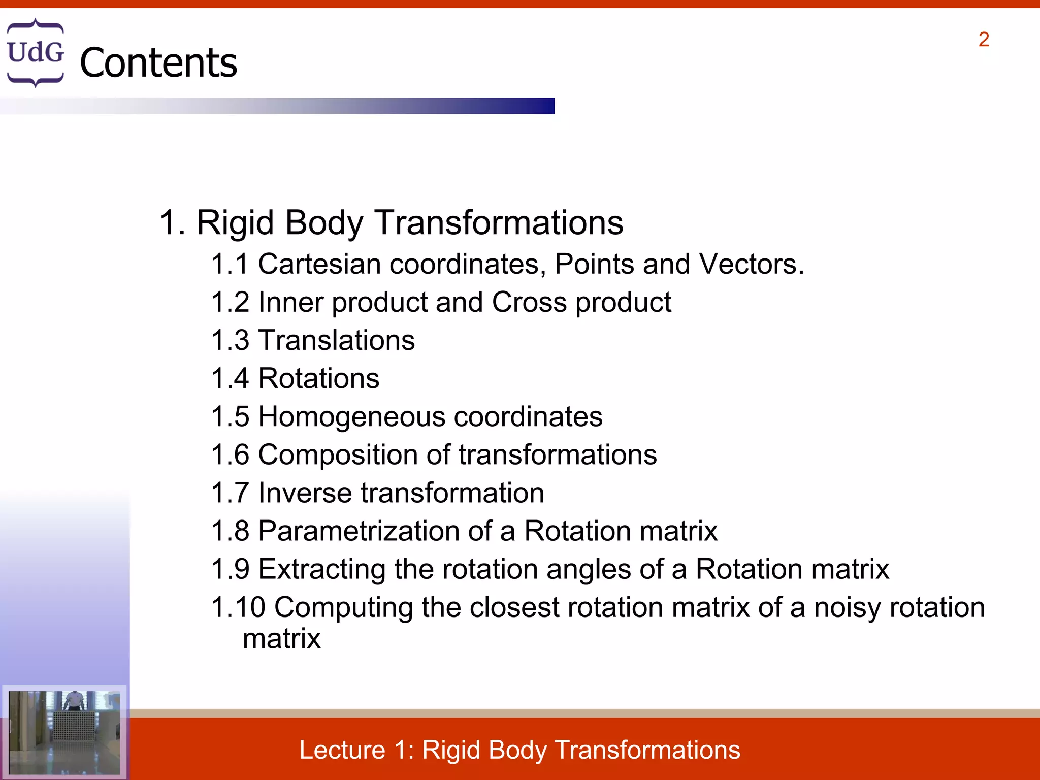 Lecture 1 Rigid Body Transformations | PDF