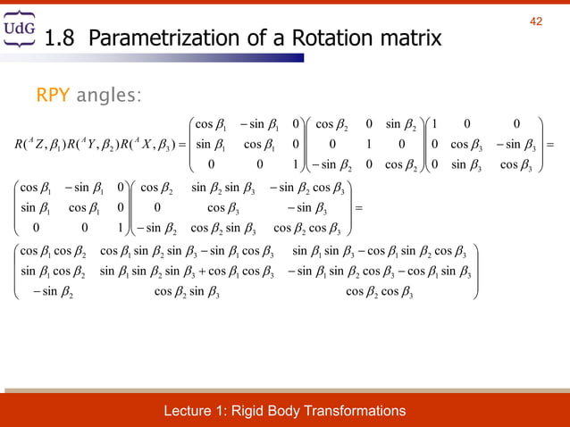 Lecture 1 Rigid Body Transformations | PDF